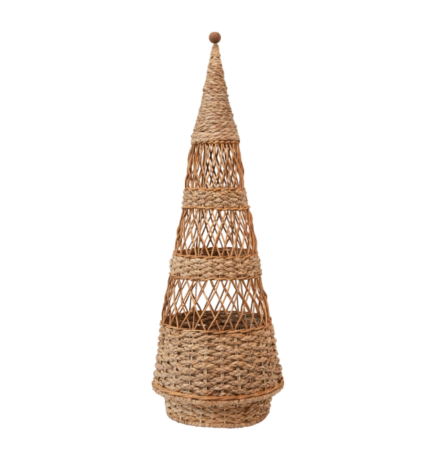 Hand-Woven Wicker Cone Tree – Coastal Decor and Interior Design